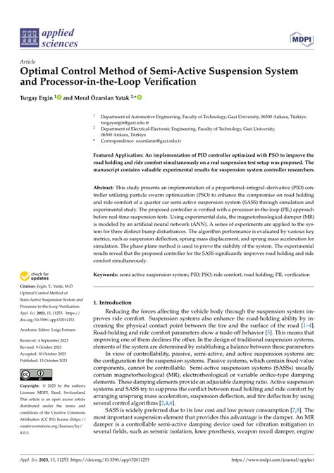 pdf optimal control method of semi active suspension system and processor in the loop verification