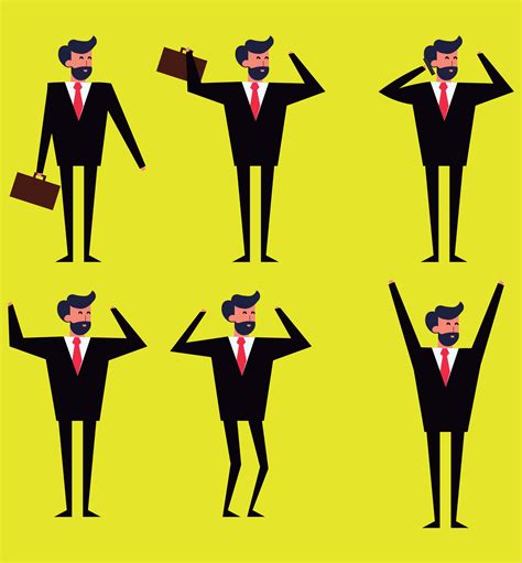 Businessman In Suit In Six Different Poses Vector Professional Vector Pack 32184333 Vector Art