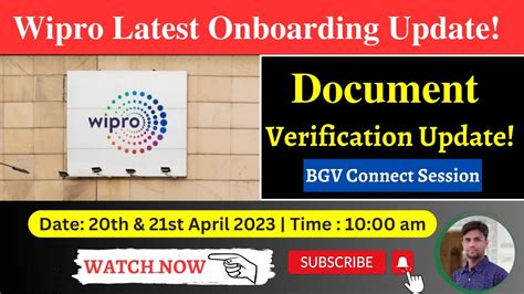 Wipro Onboarding Document Verification Update BGV Connect Session