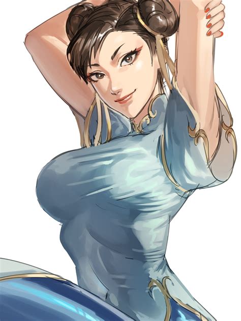 Rule 34 1girls Arms Up Big Breasts Brown Eyes Brown Hair Capcom Chun Li Chun Li Street