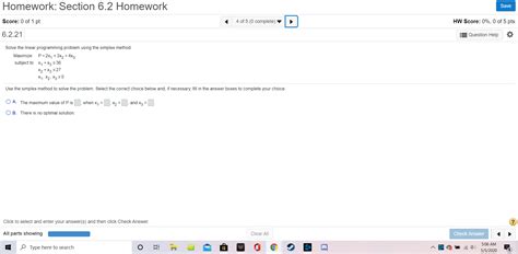 solve the linear programming problem using the simplex method course hero