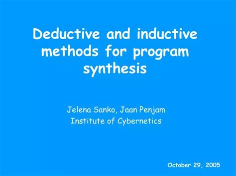 ppt deductive and inductive methods for program synthesis powerpoint presentation id 399869