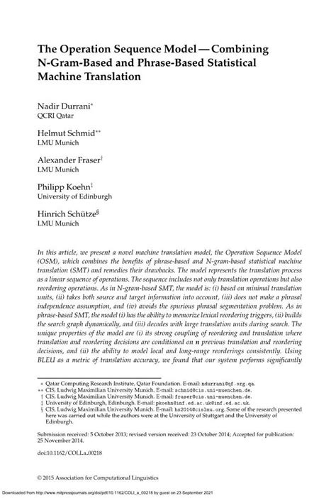 the operation sequence model — combining n gram based and phrase based statistical machine