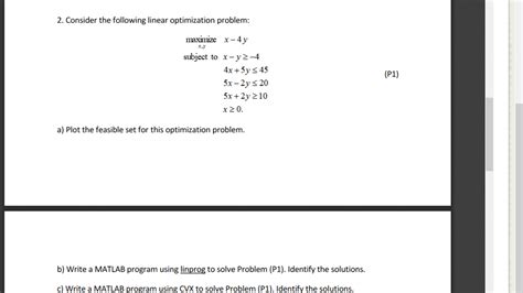 solved 2 consider the following linear optimization