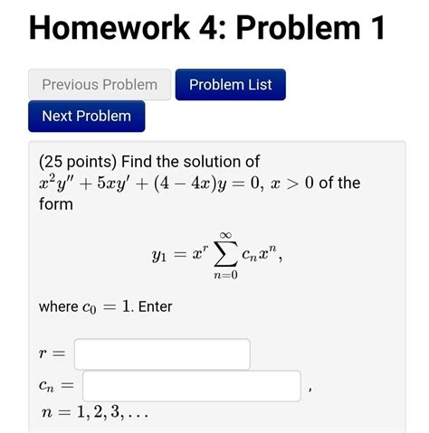 solved homework 4 problem 1 previous problem problem list