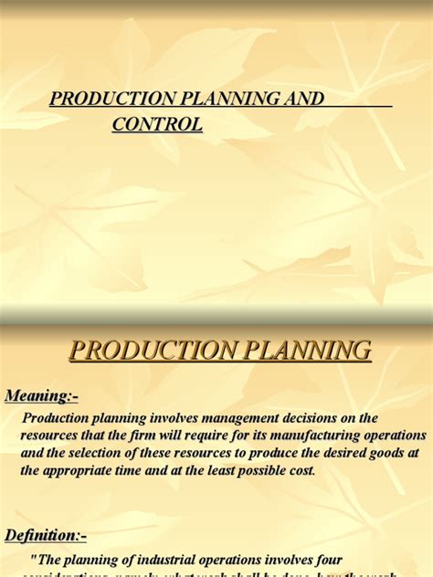 production planning and control pdf scheduling production processes factors of production
