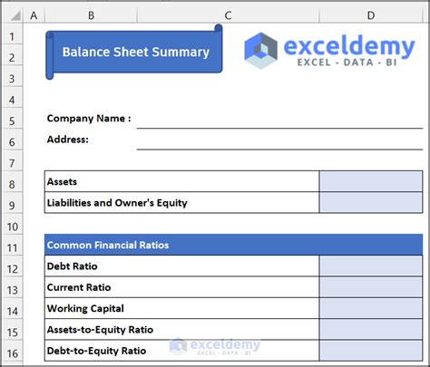 How To Create Consolidated Balance Sheet Format In Excel