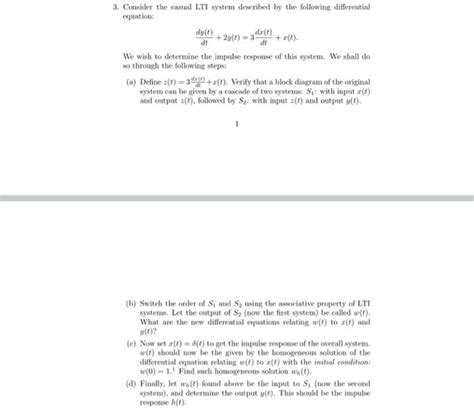 solved 3 consider the casual lti system described by the