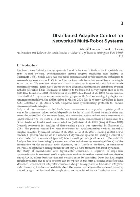 pdf distributed adaptive control for networked multi robot systems abhijit abhik das