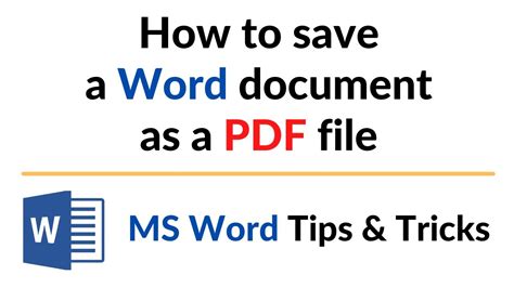 how to save a word document as a pdf file youtube