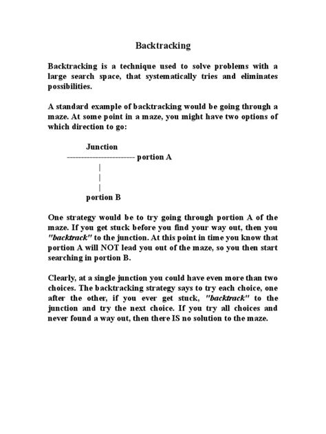 backtracking backtrack to the junction at this point in time you know that pdf