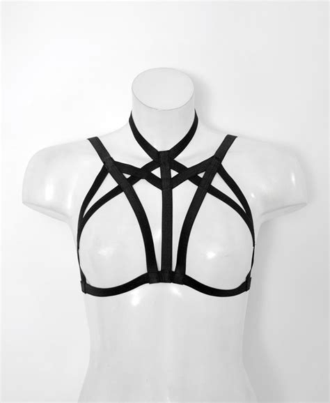 Elastic Chest Harness Open Bust Bra Womens Bralette Etsy
