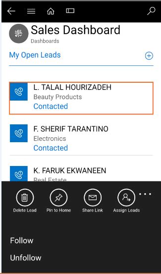 new actions buttons on dashboard records in dynamics 365 v9 0 mobile and tablet app microsoft