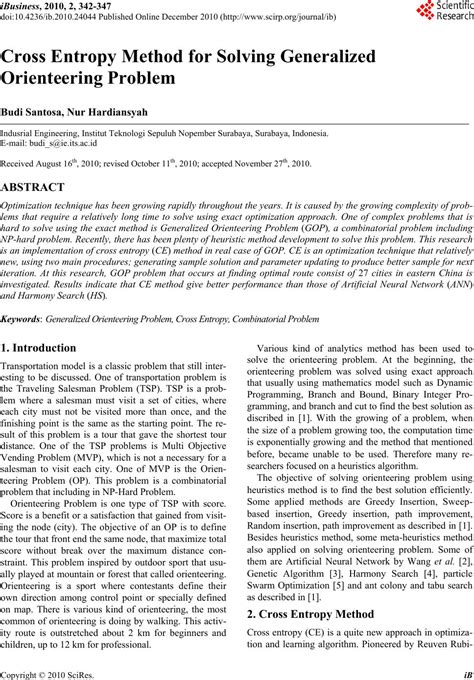 cross entropy method for solving generalized orienteering problem