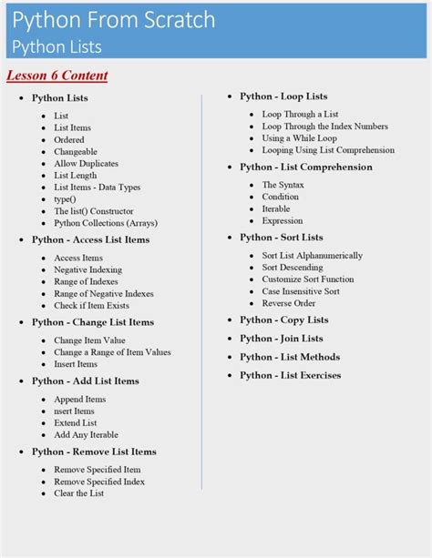 python from scratch lesson 6 pdf python lists connect 4 programming