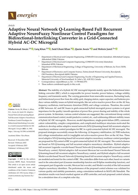 pdf adaptive neural network q learning based full recurrent adaptive neurofuzzy nonlinear