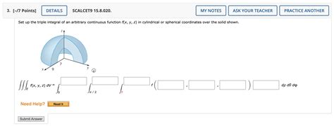 solved set up the triple integral of an arbitrary continuous