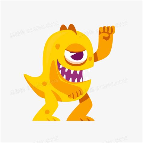 手绘卡通黄色小怪兽免抠素材图片免费下载 PNG素材 编号z09iod9xe 图精灵