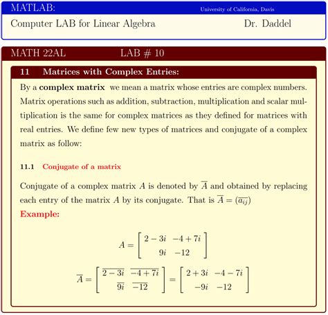 matrices with complex entries