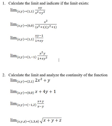 solved 1 calculate the limit and indicate if the limit