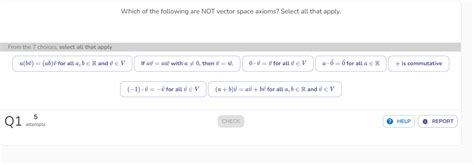 solved which of the following are not vector space axioms