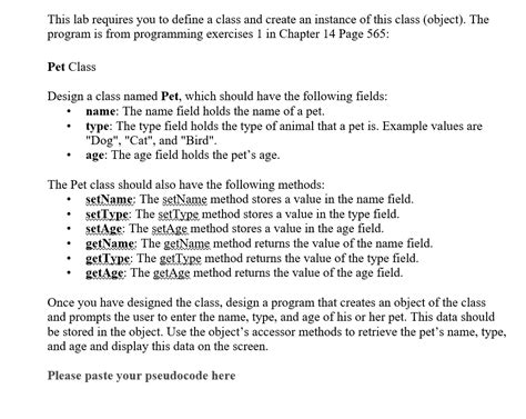 solved this lab requires you to define a class and create an instance of this class object