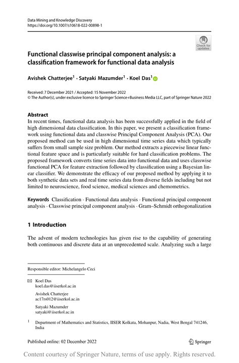 functional classwise principal component analysis a classification framework for functional