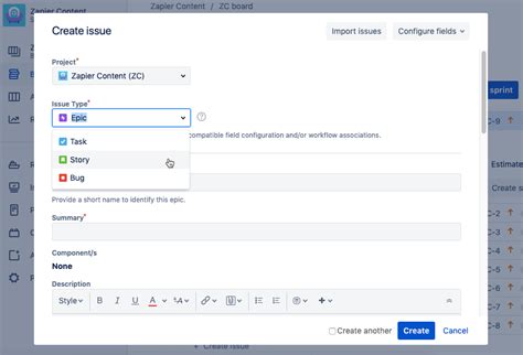 how to create an issue in jira