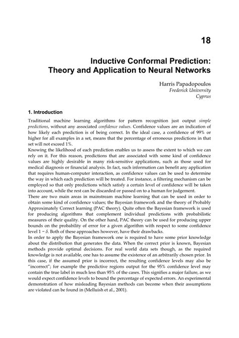 pdf inductive conformal prediction theory and application to neural networks