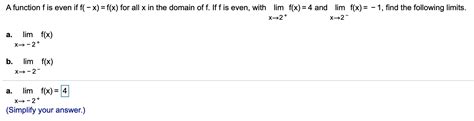 solved a function f is even if f x f x for all x in the