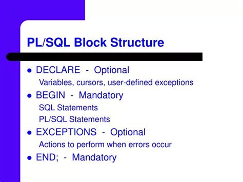 ppt pl sql block structure powerpoint presentation free download id 5120717