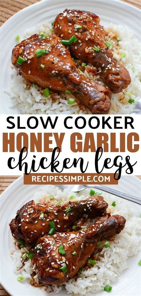 Tasty Slow Cooker Honey Garlic Chicken Legs