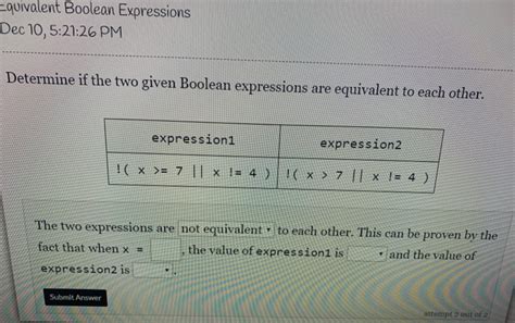 solved equivalent boolean expressions dec 10 5 21 26 pm