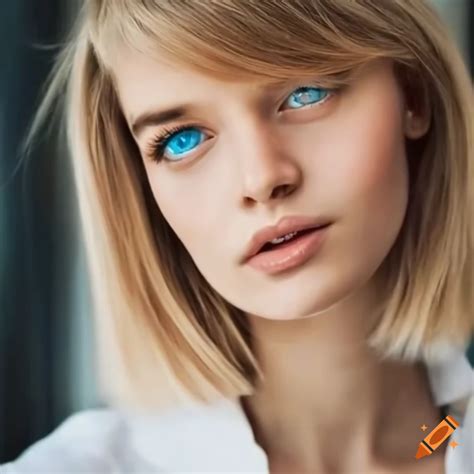 She Has Got Short Dark Blonde Straight Hair She Has Got Blue Eyes She Is Tall And Slim She Is