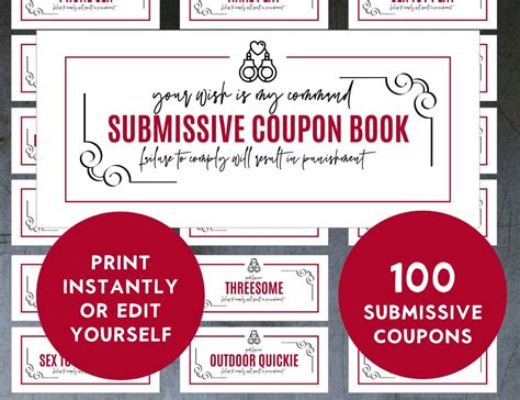 Sex Coupons For Valentine 100 Submissive Sex Coupons Kinky Coupons Bdsm Etsy