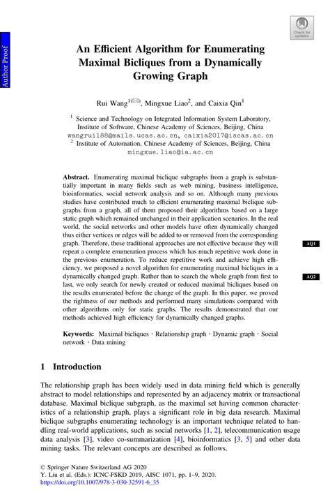 pdf an efficient algorithm for enumerating maximal bicliques from a dynamically growing graph