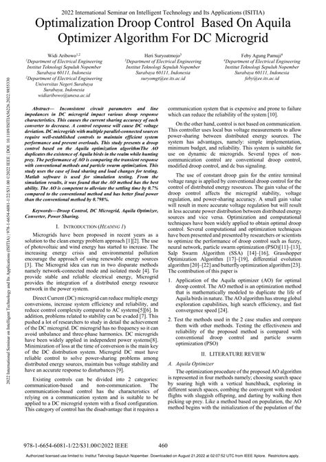 pdf optimalization droop control based on aquila optimizer algorithm for dc microgrid