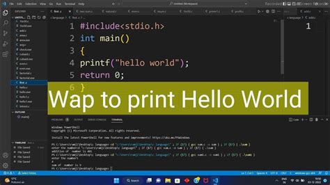hello world in c programming print hello world in c language youtube