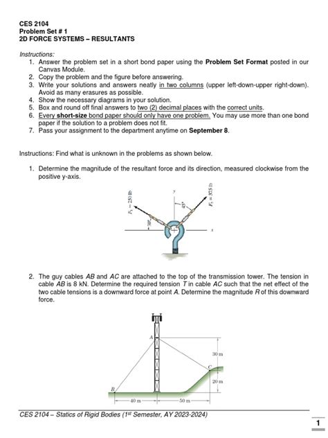 problem set 1 pdf force cartesian coordinate system