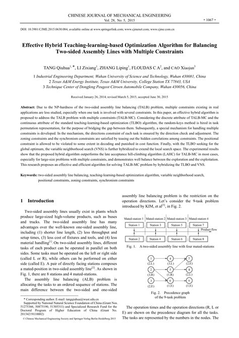 pdf effective hybrid teaching learning based optimization algorithm for balancing two sided
