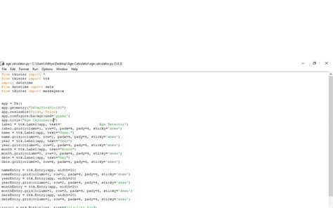 python program to age calculator using python tkinter kashipara