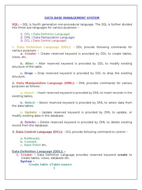 database management system notes pdf