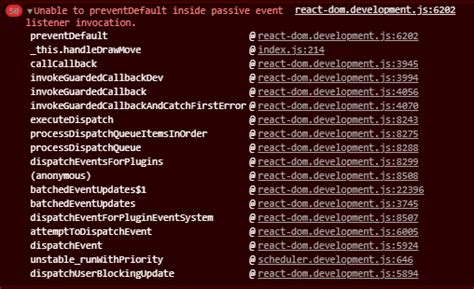 react dom development js 6202 unable to preventdefault inside passive event listener invocation