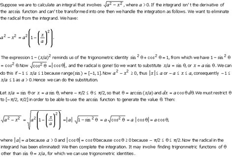 10 5 The Inverse Trigonometric Substitution