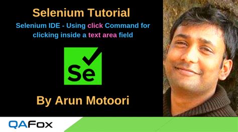 new selenium ide using click command for clicking inside a text area field qafox