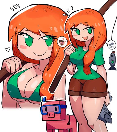 Alex And Pig Minecraft Drawn By Tony Welt Danbooru