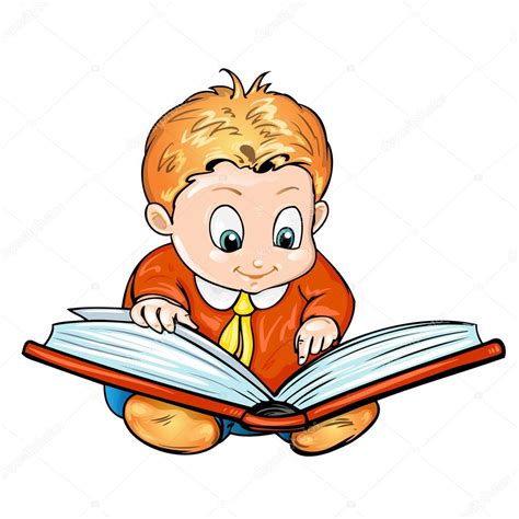 Niños de dibujos animados leyendo un libro vector gráfico vectorial