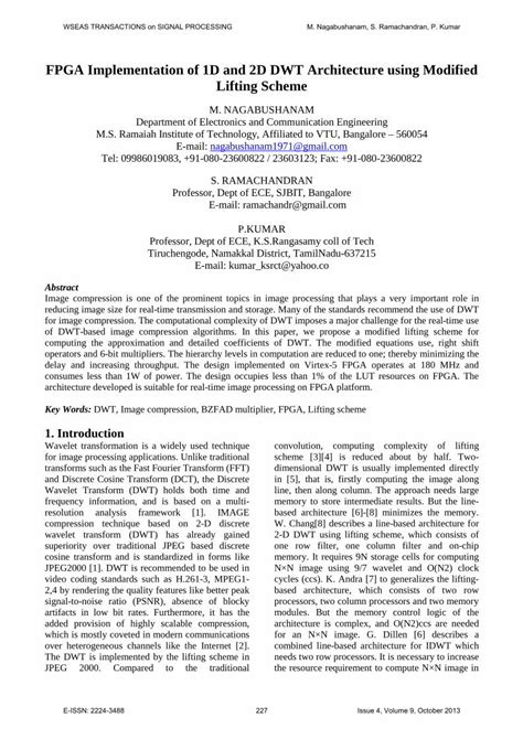 pdf fpga implementation of 1d and 2d dwt architecture using dokumen tips