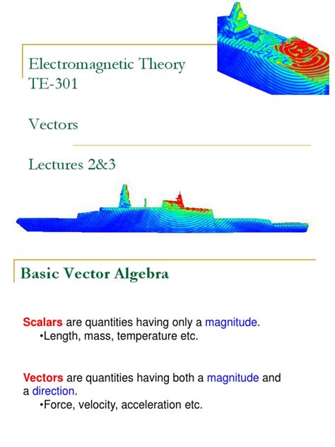 electromagnetic theory te 301 vectors lectures 2and3 pdf euclidean vector divergence