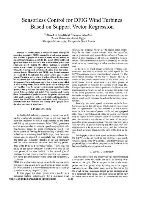 pdf sensorless control for dfig wind turbines based on support vector regression ahmed ab